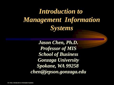Pptx Dr Chen Introduction To Information Systems Introduction To Management Information