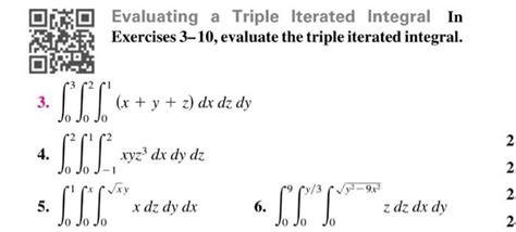 solved evaluating a triple iterated integral in exercises