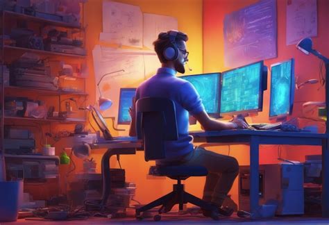 Premium Photo Man In A Computer In The Officeman In A Computer In The