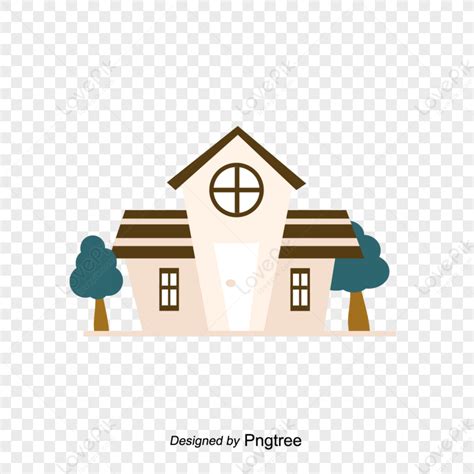 기하학집 건축 수목 하얀 경치 생활 양식 Png 일러스트 무료 다운로드 Lovepik