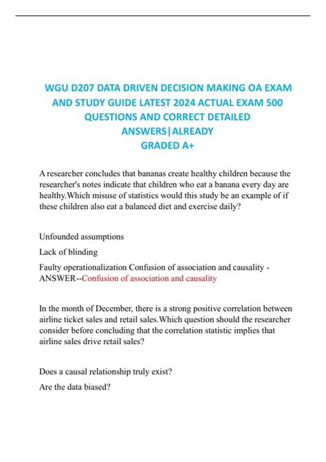 WGU D DATA DRIVEN DECISION MAKING OA EXAM AND STUDY GUIDE LATEST ACTUAL EXAM