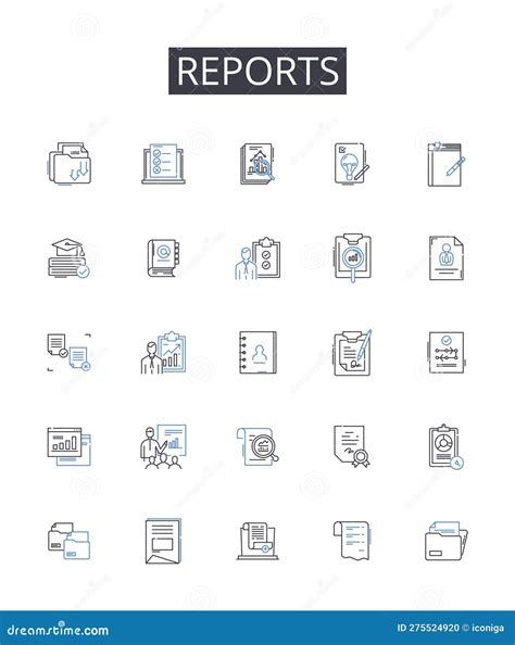 Reports Line Icons Collection Records Files Documents Accounts Bulletins Briefings