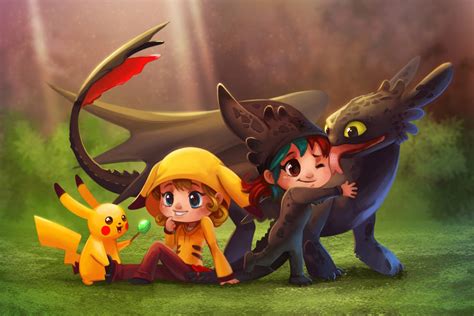 Pikachu And Toothless Commission By Tsaoshin On Deviantart