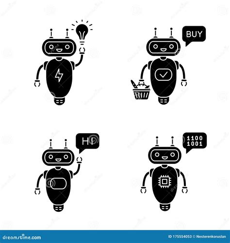 Chatbots Glyph Icons Set Stock Vector Illustration Of Shadow 175554053