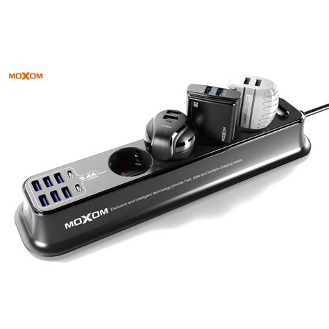 Jual Moxom Power Socket Moxom Colokan Stopkontak 6 Usb Stop Kontak Power Strip Type C Tipe C