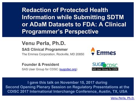 redaction of protected health information while submitting sdtm or adam
