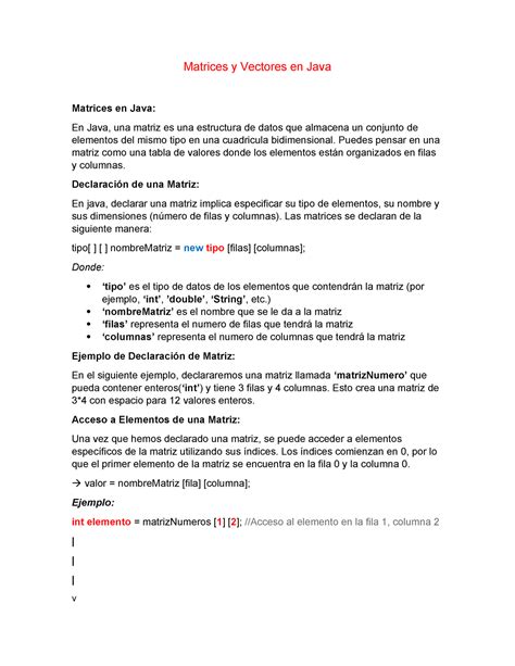 Matrices Y Vectores En Java Matrices Y Vectores En Java Matrices En Java En Java Una Matriz
