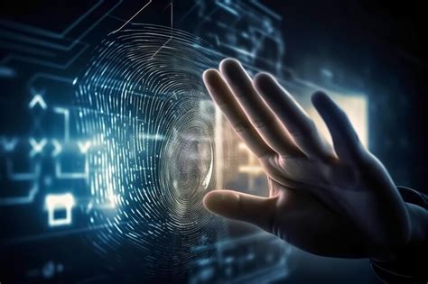 Premium Ai Image Biometrics Identification And Cyber Security Concept Hand And Holographic