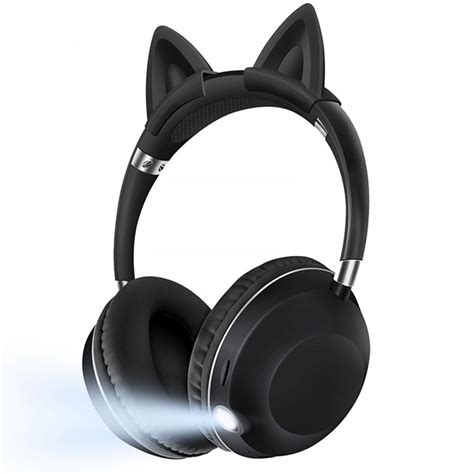 Bluetooth Slusalice Cat Ear Crne Mob Shop