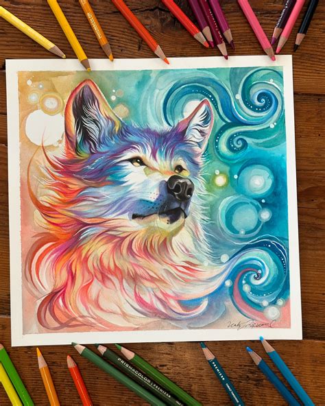 Colored Pencil Drawings Of Wolves Foxes And Wolves Fox Drawing Wolf