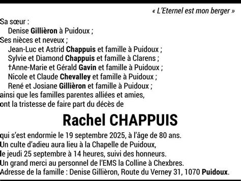 Madame Rachel Chappuis Pompes Funèbres Générales