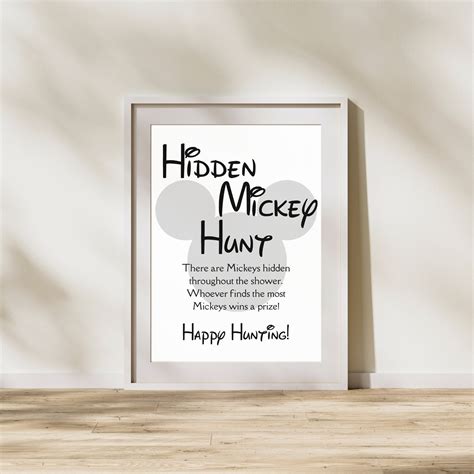 Mickey Minnie Themed Hidden Mickey Hunt Bridal Shower Game Bridal