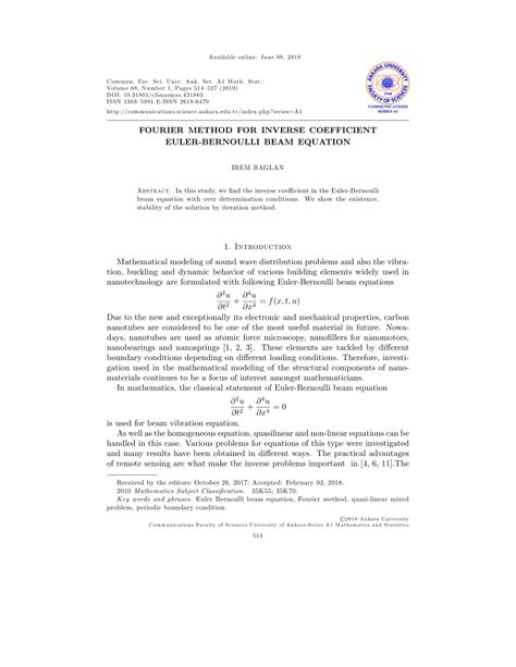 Pdf Fourier Method For Inverse Coefficient Euler Bernoulli Beam Equation