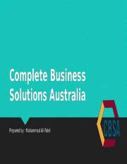 CBSA Presentation Pptx Complete Business Solutions Australia Prepared By Muhammad Ali Patel