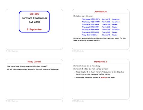 Administrivia Software Foundations Lecture Slides Cis 500 Docsity
