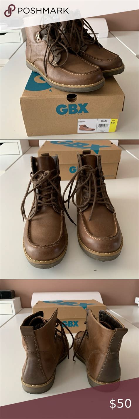Gbx Layne Brown Leather Work Ankle Boots Mens Size 85 Leather