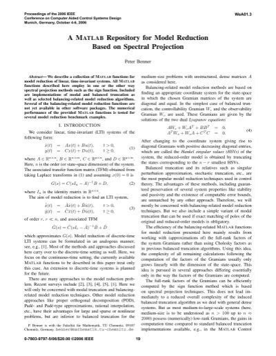A Matlab Repository For Model Reduction Based On Ieee