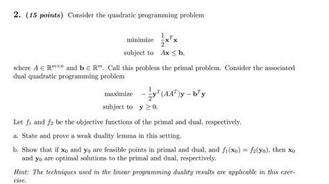solved consider the quadratic programming problem minimize