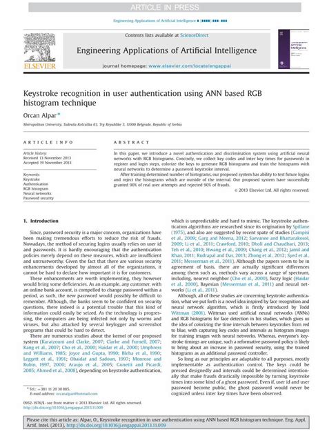 PDF Keystroke Recognition In User Authentication Using ANN Based RGB