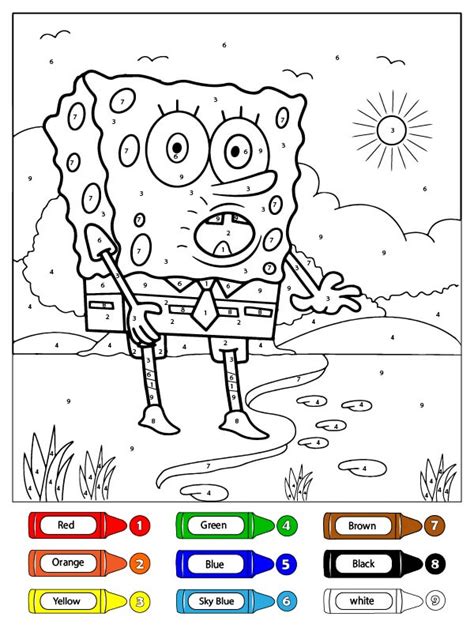 Spongebob Color By Number Coloring Pages Coloringlib