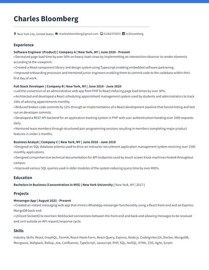 20 Software Engineer Product Resume Examples