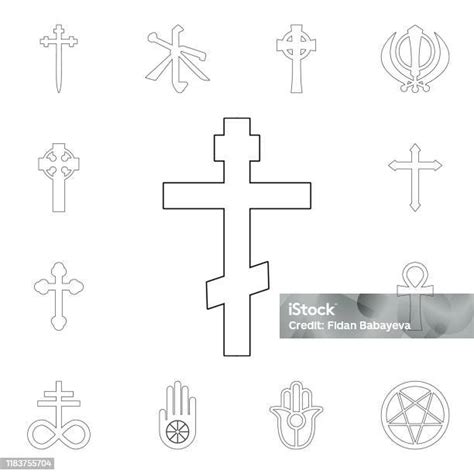 종교 상징 기독교 개요 아이콘 종교 상징 그림의 요소 기호 및 기호 아이콘은 웹 로고 모바일 앱 Ui Ux에 사용할 수 있습니다
