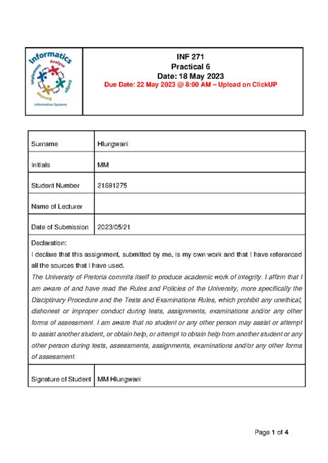 Practical 6 Inf 271 Practical 6 Date 18 May 2023 Due Date 22 May 2023 800 Am Upload On