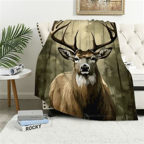Aristuring Deer Blanket Deer Hunting Blanket Gray Deer Fuzzy