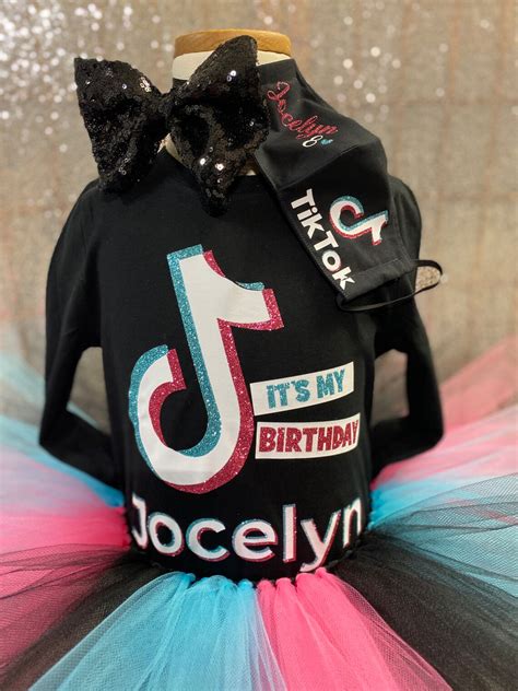 Custom Tik Tok Inspired Tutu Setoutfit Birthday Pink Etsy
