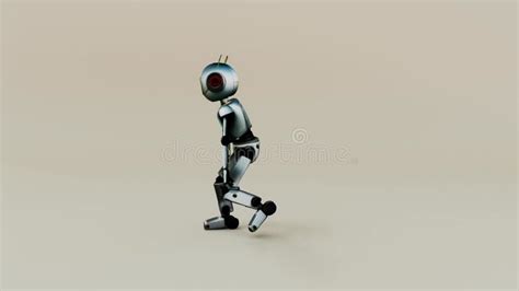 Futuristic Robot Performing A Dynamic Pose On A Minimal Background Stock Video Video Of