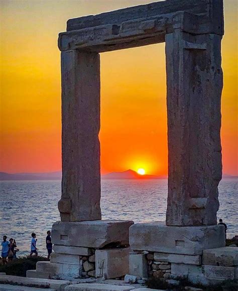 Sunset At The Temple Of Apollon Portara In Naxos Greece Landscape