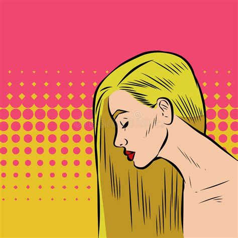 Illustration Of A Young Female Model Close Up Pose With Long Straight