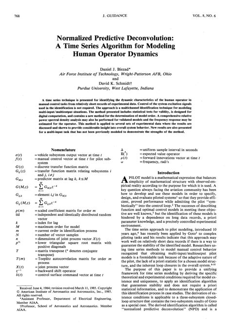 Pdf Normalized Predictive Deconvolution A Time Series Algorithm For Modeling Human Operator