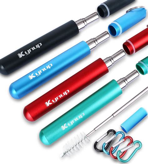 Kynup 4packs Reusable Straws Metal Straw With Silicon Travel Drinking