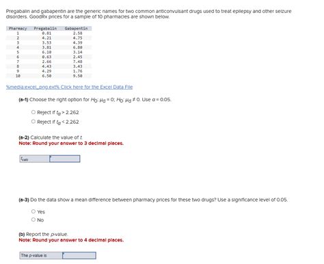 Solved Pregabalin And Gabapentin Are The Generic Names For