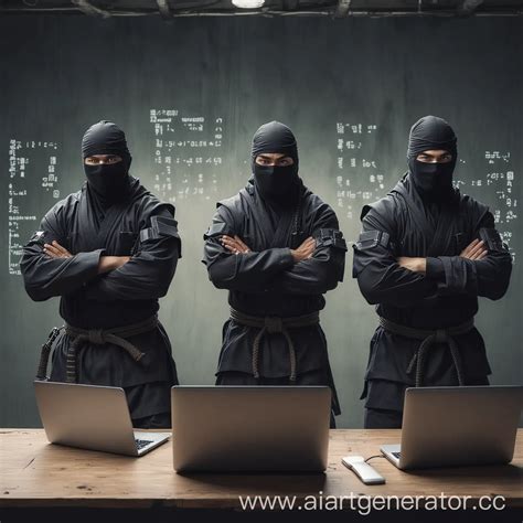 Techsavvy Ninjas With Floating Laptops Ai Art Generator