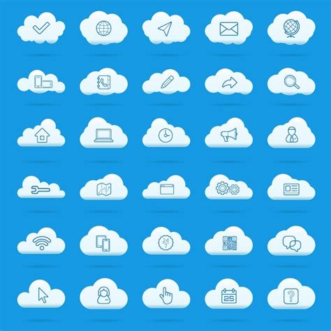 Premium Vector Cloud Computing Linear Icons Set Download Upload Settings And Preferences