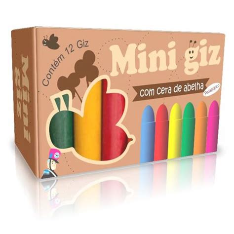 Giz De Cera Mini Giz 6 Cores Pikoli Brinquedos Educativos