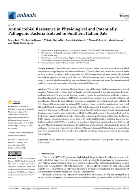 Pdf Antimicrobial Resistance In Physiological And Potentially Pathogenic Bacteria Isolated In