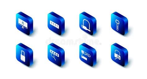 Set Password Protection Bicycle Lock Key Lock Repair Marked Key And Computer Monitor Icon