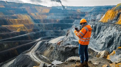 Worker Inspecting Copper Ore In A Mining Operation Highlighting The Process Of Extracting And