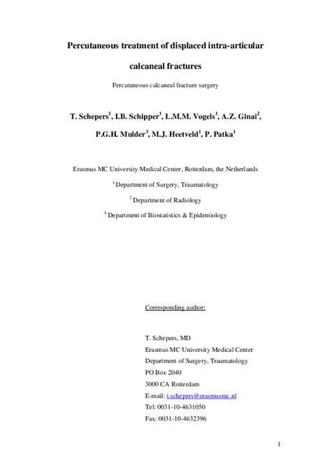 Pdf Percutaneous Treatment Of Displaced Intra Articular Calcaneal Fractures