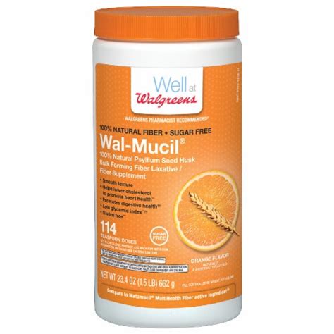 Walgreens Wal Mucil Sugar Free Orange Flavor Fiber Laxative Powder 23 4 Oz Kroger