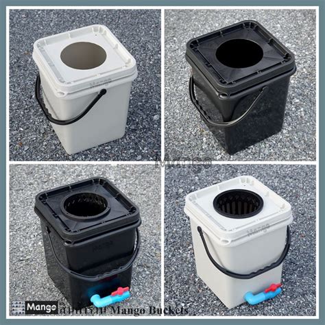 ถังปลูกไฮโดรโปนิกส์ ถังพลาสติก 20ลิตร ทรงสี่เหลี่ยม เจาะรูฝา 6นิ้ว 15cm มี 3สีให้เลือก ดำ ฟ้า