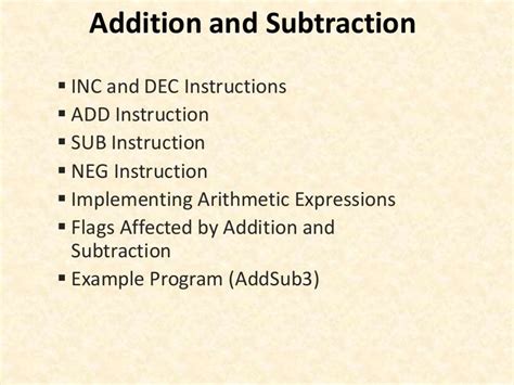 Assembly Language Addition And Subtraction