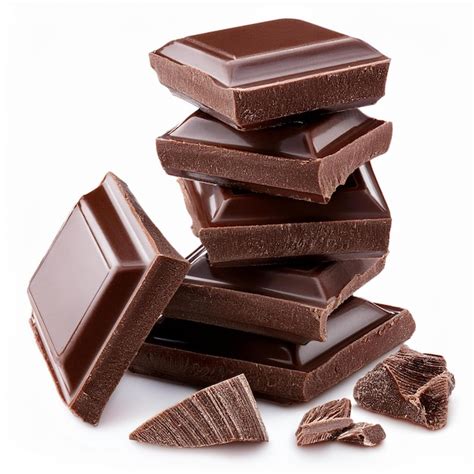 Dark Chocolate Bars And Chunks Isolated On White Background Full Depth