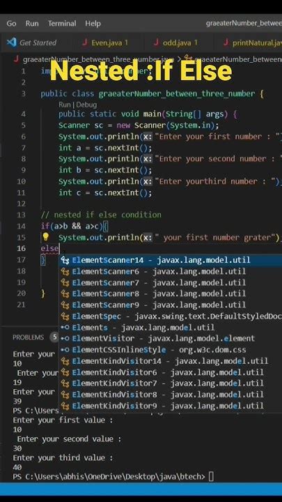 Nested Coding Java Programming Code Javascript Shorts If Else Loop Oops Graterthen