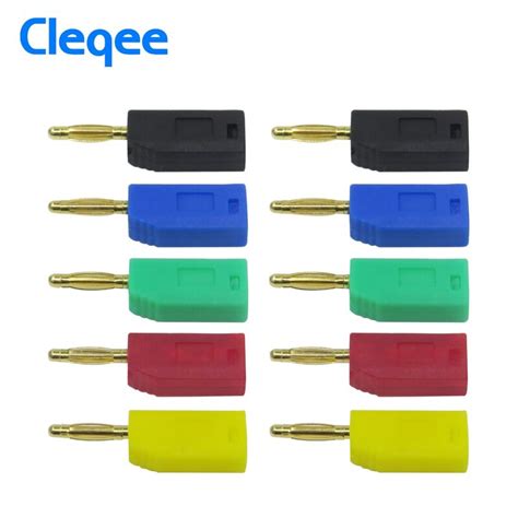 Cleqee P3012 10pcs 2mm 바나나 플러그 잭 바인딩 포스트 테스트 프로브 용 금도금 구리 스택 커넥터 5 색