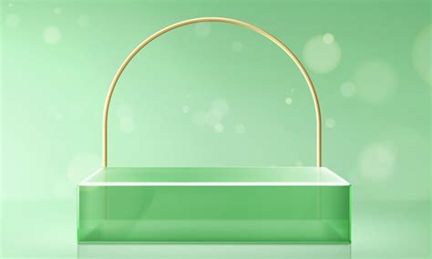 Square Green Glass Platform With Golden Arch Free Vector