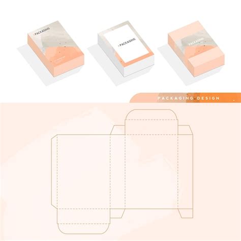 제품 브랜딩을 위한 상자 포장 템플릿 및 다이 컷 템플릿 벡터 디자인 일러스트 레이 션 프리미엄 벡터